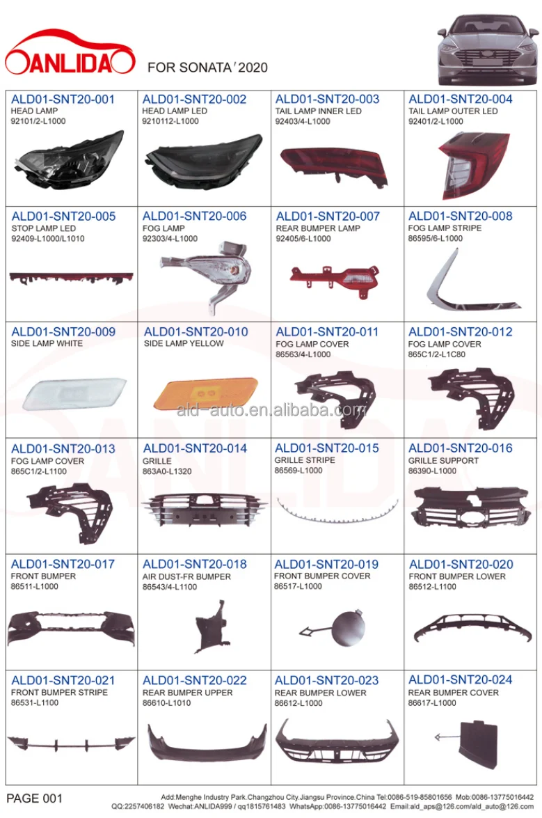 Headlamp for 2021 SONATA 2020 - Natural White, 12V, 1 YEAR WARRANTY