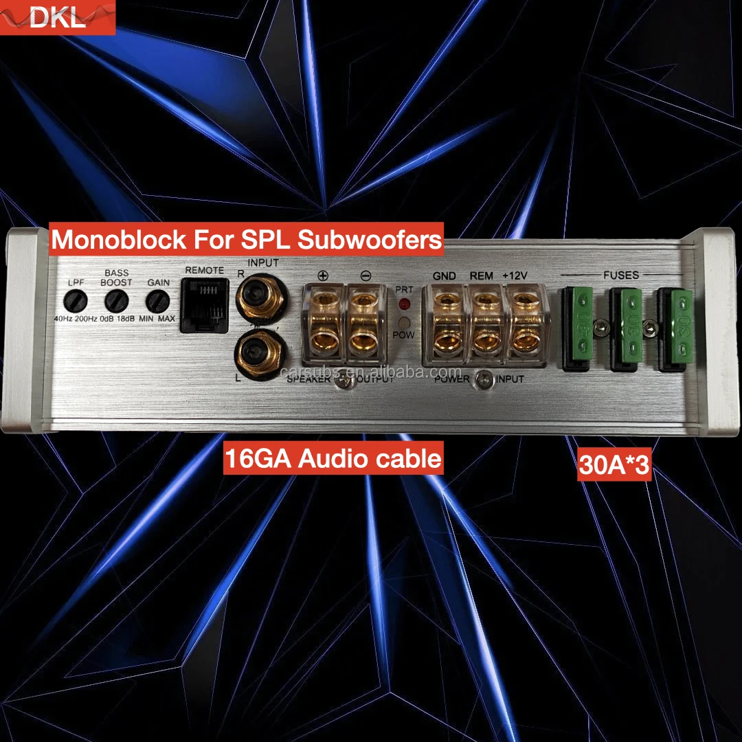 Car Stereo Mono Amplifier - 1200W RMS, 2400W Peak Power