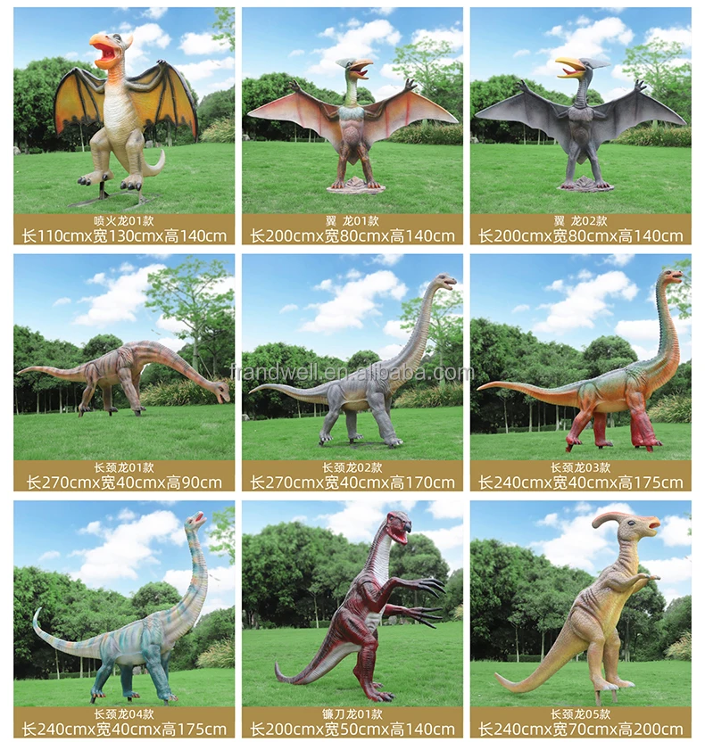 Fiberglass Resin Jungle Animal Props Lifelike Dinosaur Statue Dinosaur ...