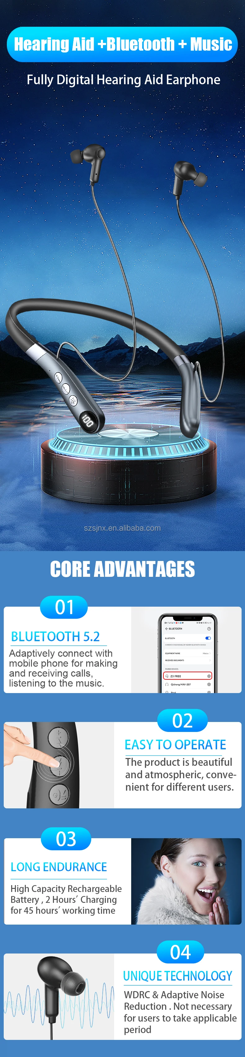 16 Channel Digital Hearing Aids Earbuds Hearing Aid Around Neck Older ...