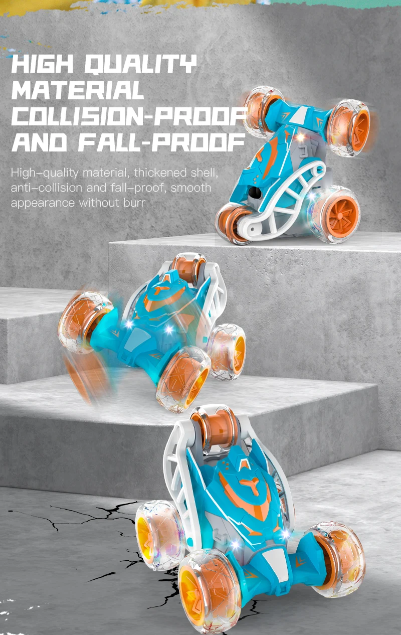 Voiture Télécommandée Enfant - KEXIMIXUE - 2.4GHz - Cascadeuse avec Feux de Roue - Rotation 360 ...