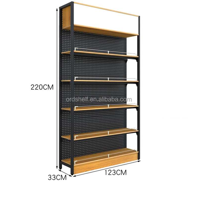 Customized Single Side Shelving Wooden Shelves Gondola Shelving Grocery ...