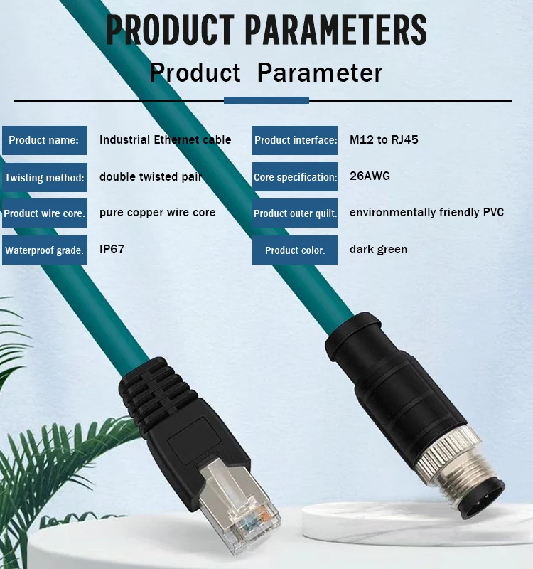 M12 X-coded 8pin To Rj45 Gigabit Ethernet Interface Cat6 Shielded Cable ...