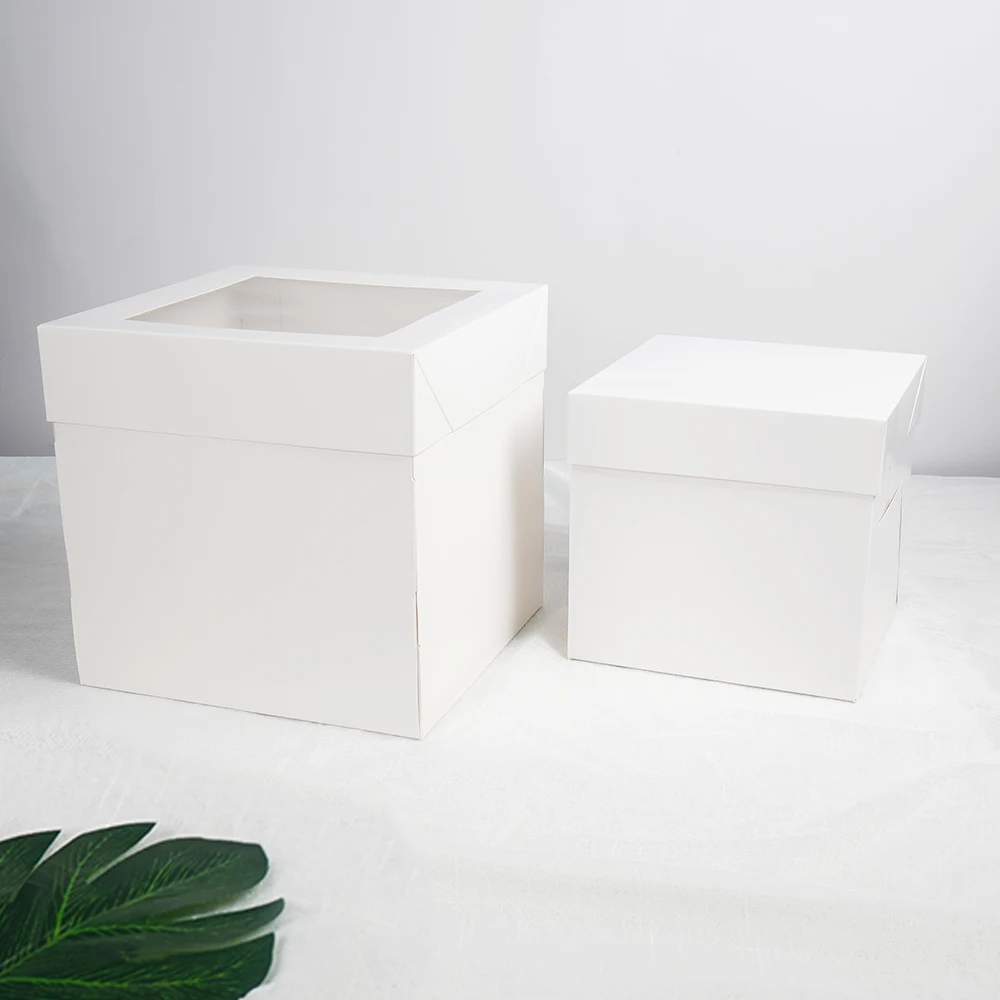 Custom 12 Inch Cake Boxes With Window 12x12x6 Inches White Cardboard ...
