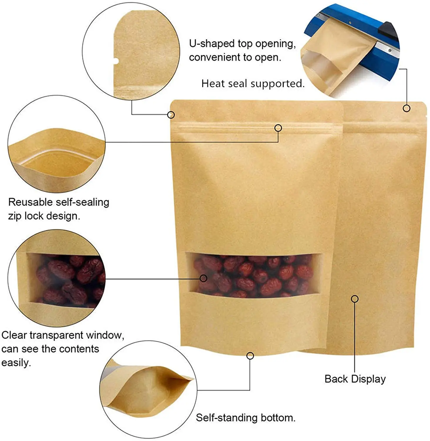 Resealable Zip Lock Doypack Stand up Pouch - Clear & Durable