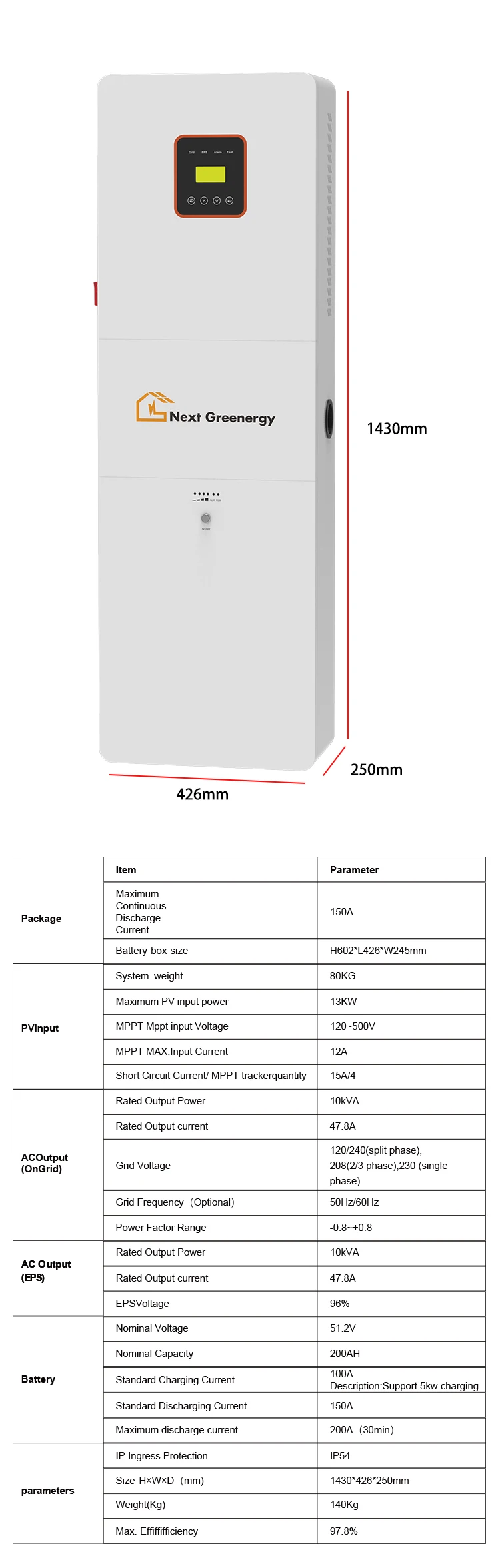 Home Energy Storage Systems Ess 51.2v 48v 100ah 10kva Wall Mounted ...