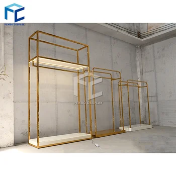 Golden Clothes Display Rack Double Sided Multifunctional Garment Store ...