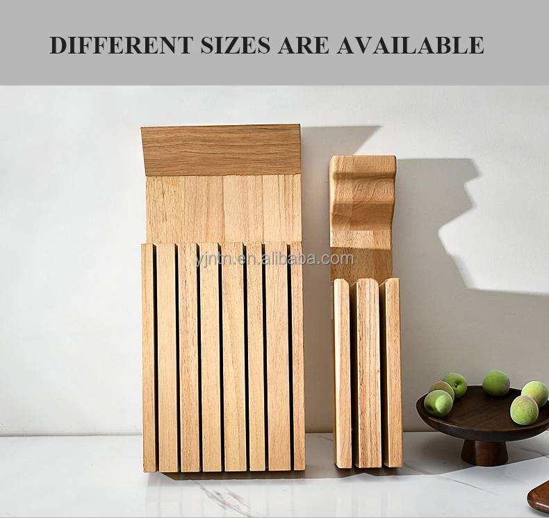 Solid Wooden 7-Stage Drawer Knife Block with Custom Logo Rubber Wood ...