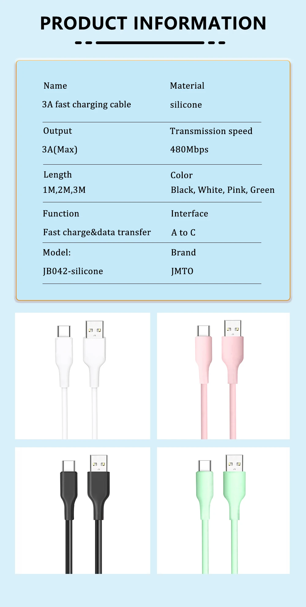 3a Liquid Silicone Macaroon Cable Usb To Type C Usb Charger Cord Fast ...