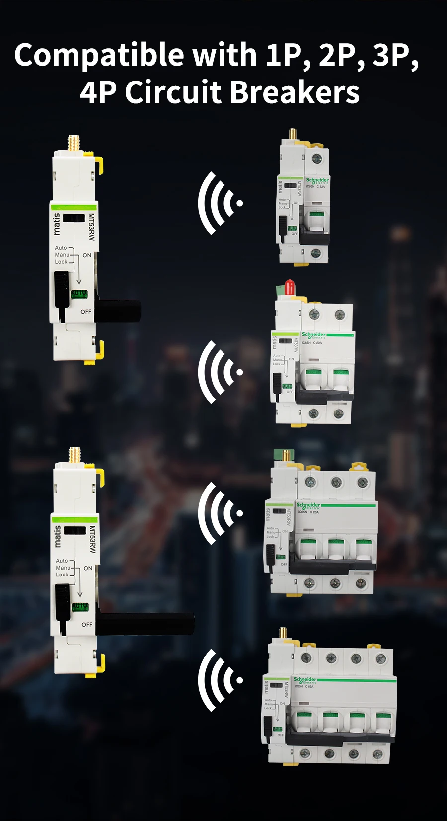 Matismart Remotely Controllable Automatic Circuit Recloser Mcb Rccb Rcbo Tuya Smart Din Rail ...