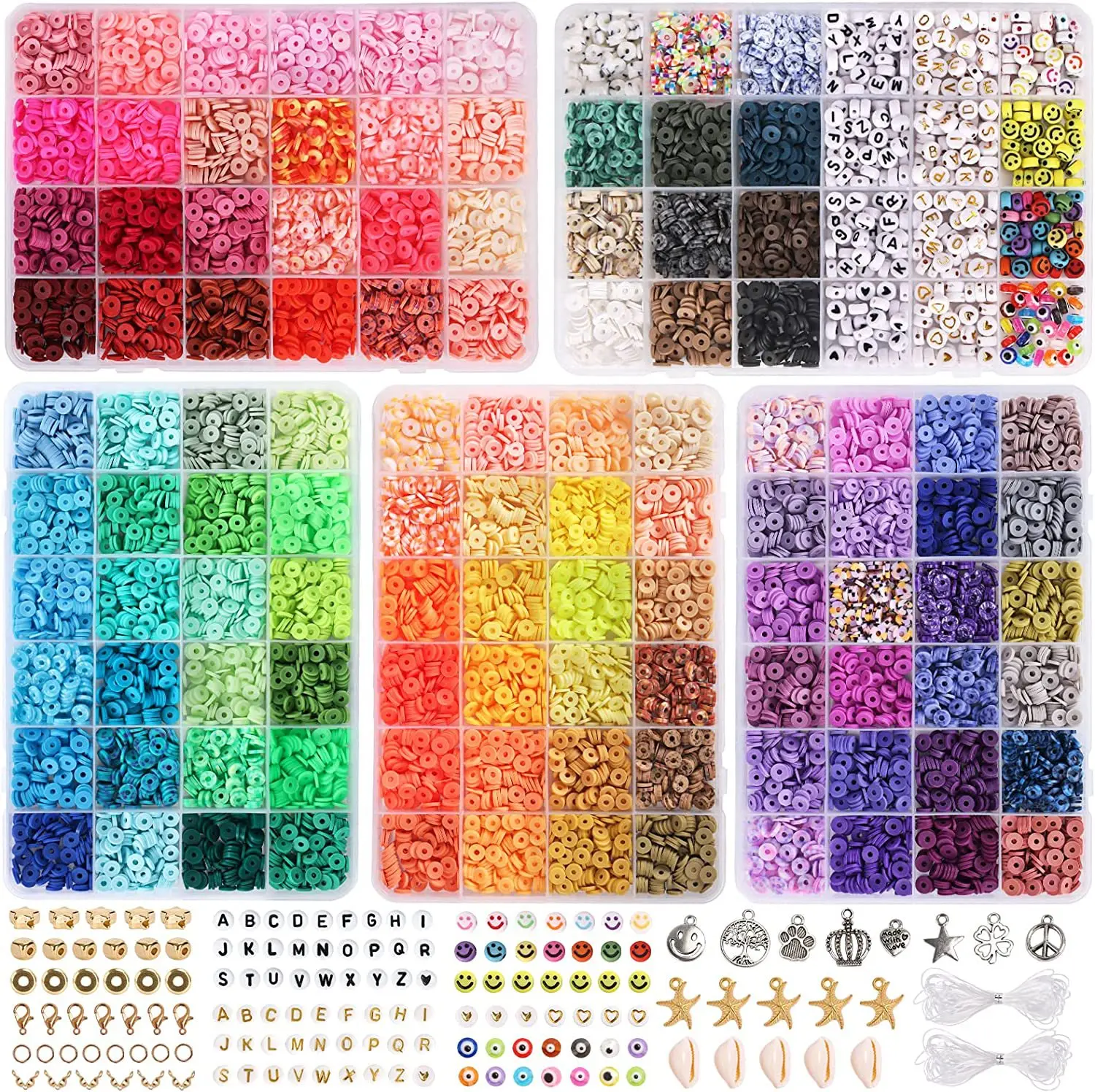 96 Color Clay Bead Craft Kit Diy 6mm Flat Round Spacer Polymer Clay ...