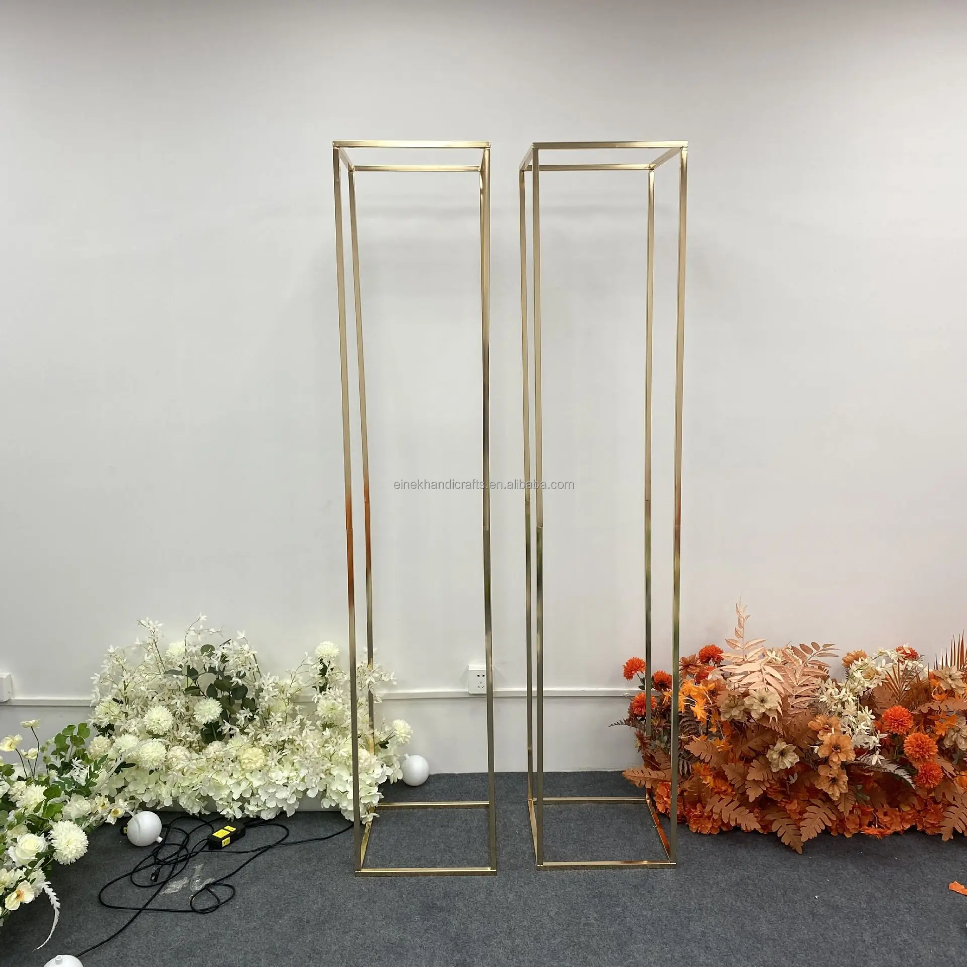 Wholesale Gold Metal Arch Backdrop Square Flower Stand for Wedding ...
