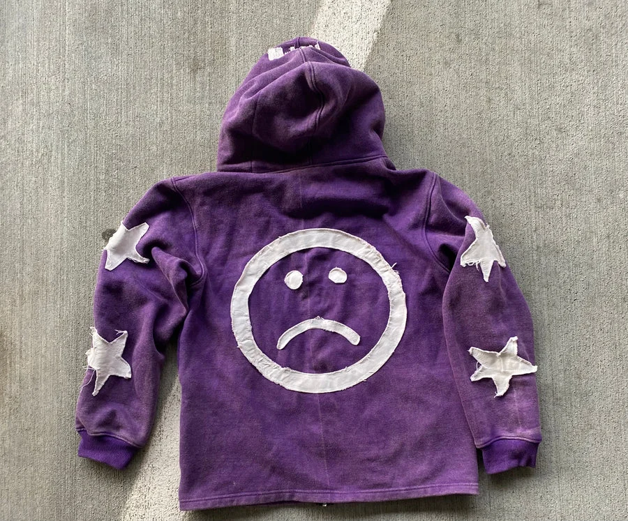 Custom High Quality Streetwear Wash Cut And Sew Zip Up Applique Hoodie Distressed Embroidery ...