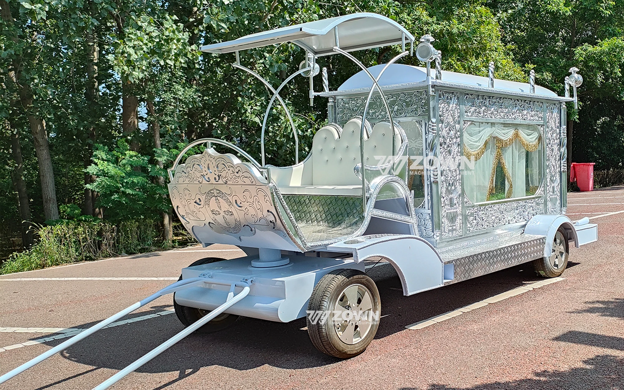 Horse Drawn White Casket Carriage/Hearse Modern Funeral Horse Carriage ...