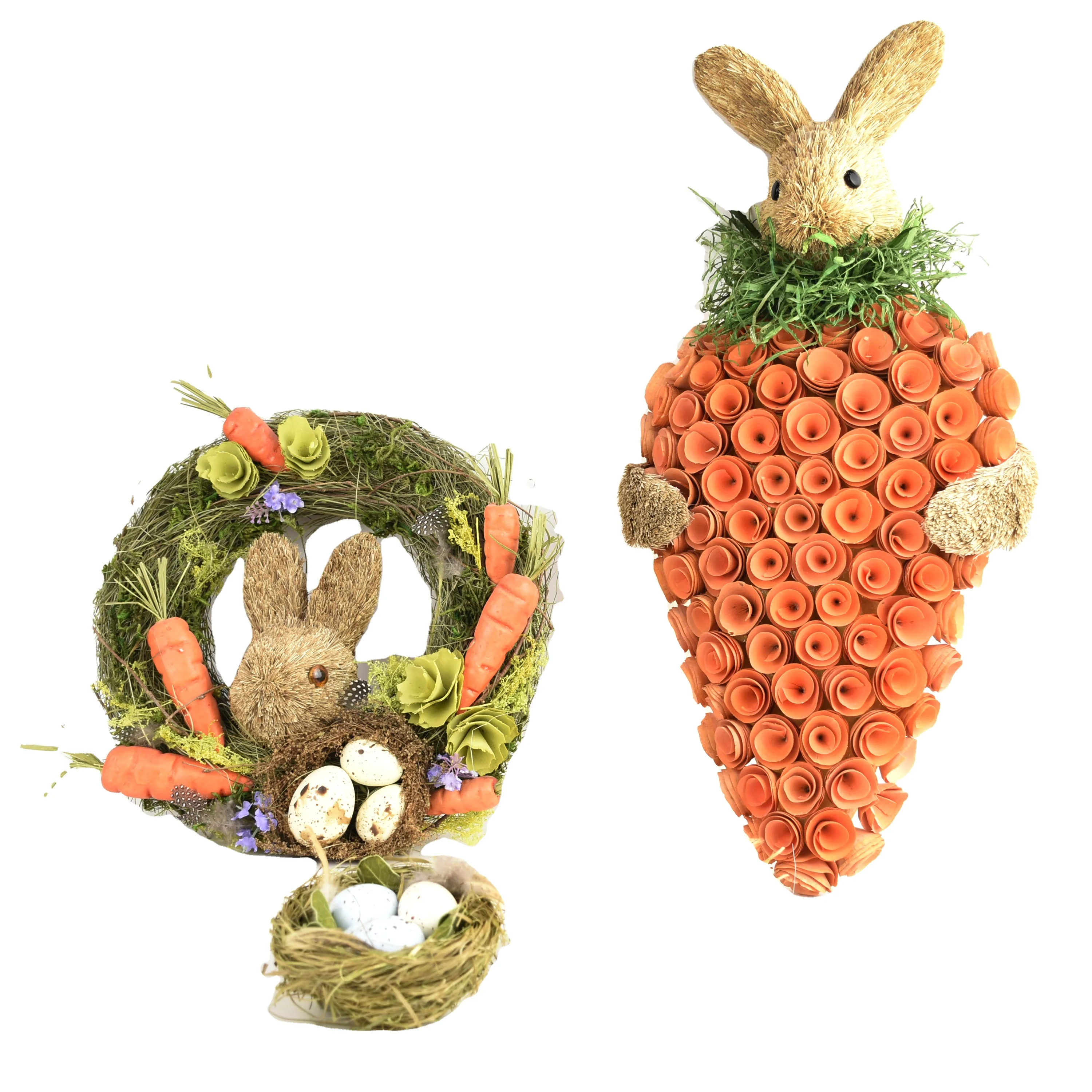 GY BSCI Easter Rabbit Cattail Bunny Decoration Straw Rabbit Factory ...