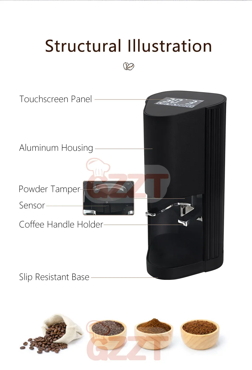 Aluminum Housing 304 Stainless Steel Tamper Electric Coffee Tamper ...