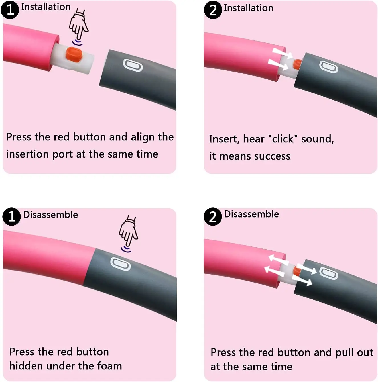 8 Section Detachable Hoola Hoops For Exercise Portable Smooth & Soft ...