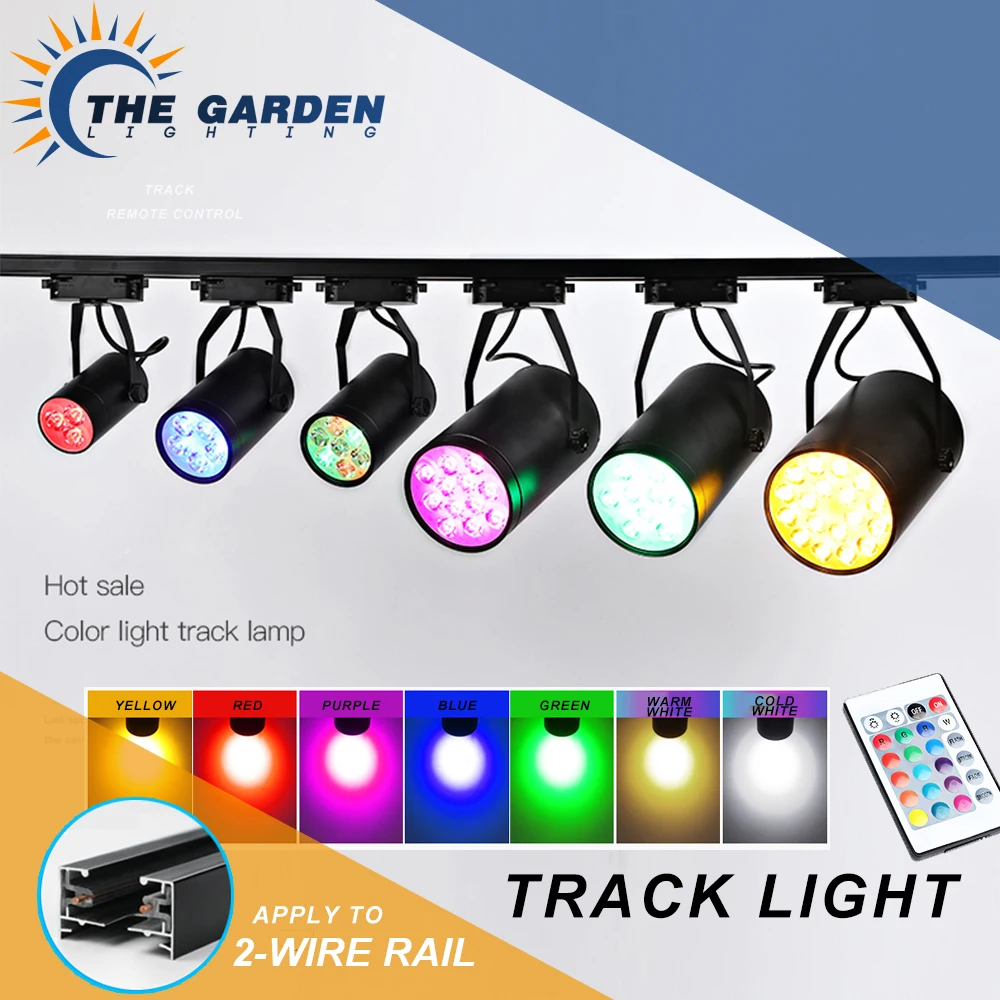 Led Rgb Colorful Remote Control 18w Track Light Lamp Aluminum Spot ...