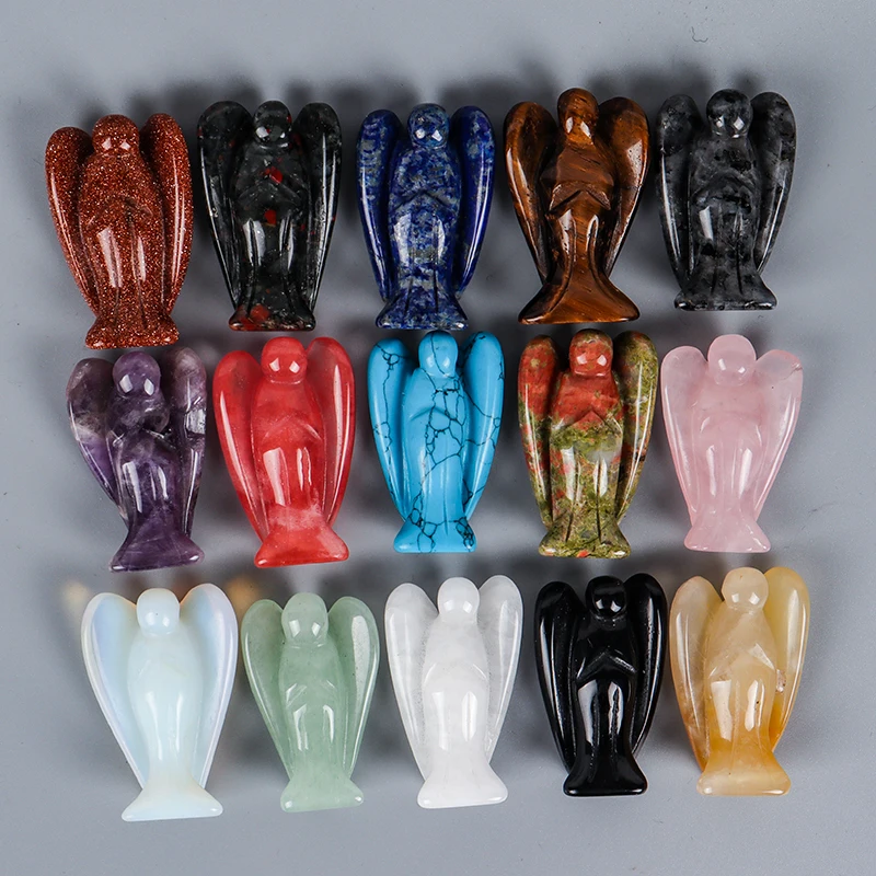 Natural Stone Mini Animals Statue Rose Quartz Jasper Crystal Craft Hand ...