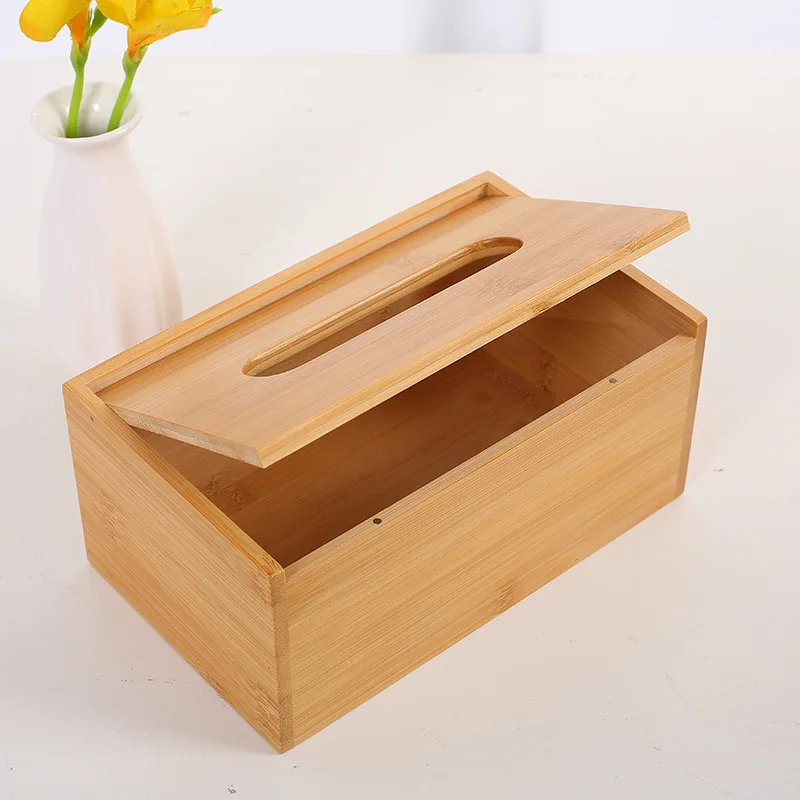 Modern Bamboo Wood Tissue Box Tissue Paper Storage Box With Color ...