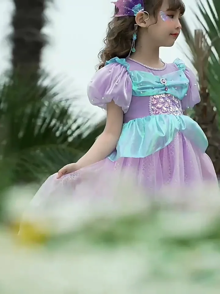 Kids Girl Mermaid Role Play Dress Halloween Christmas Children Kids Tv ...