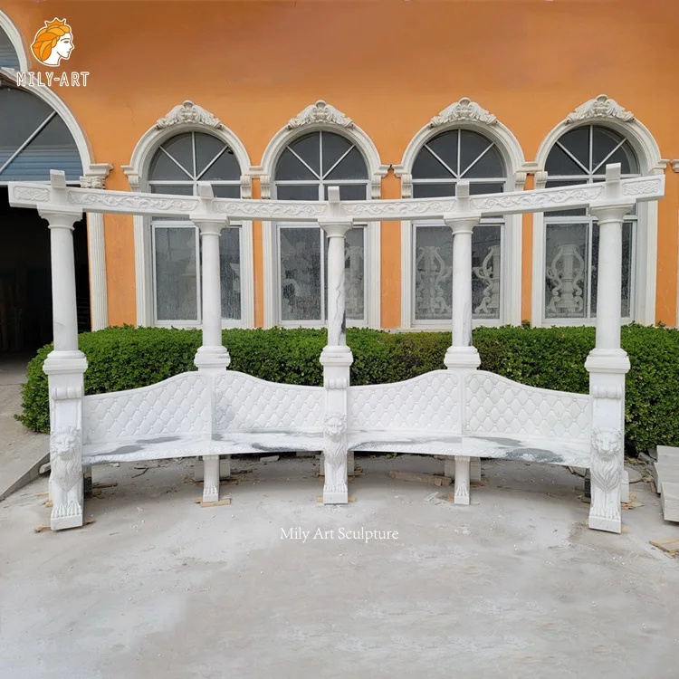 Garden Natural Stone Hand Made White Marble Curvy Benches - Buy White ...