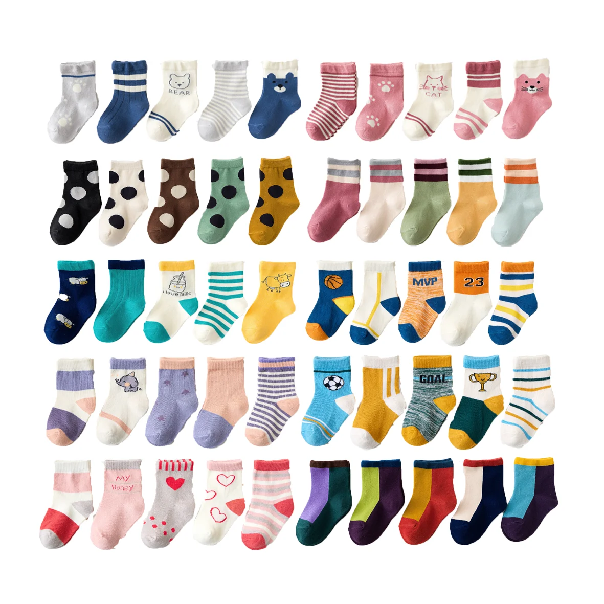 New 40 Custom Designs 5 Pack Baby Socks Anti Slip Kids Socks(old) Ankle ...