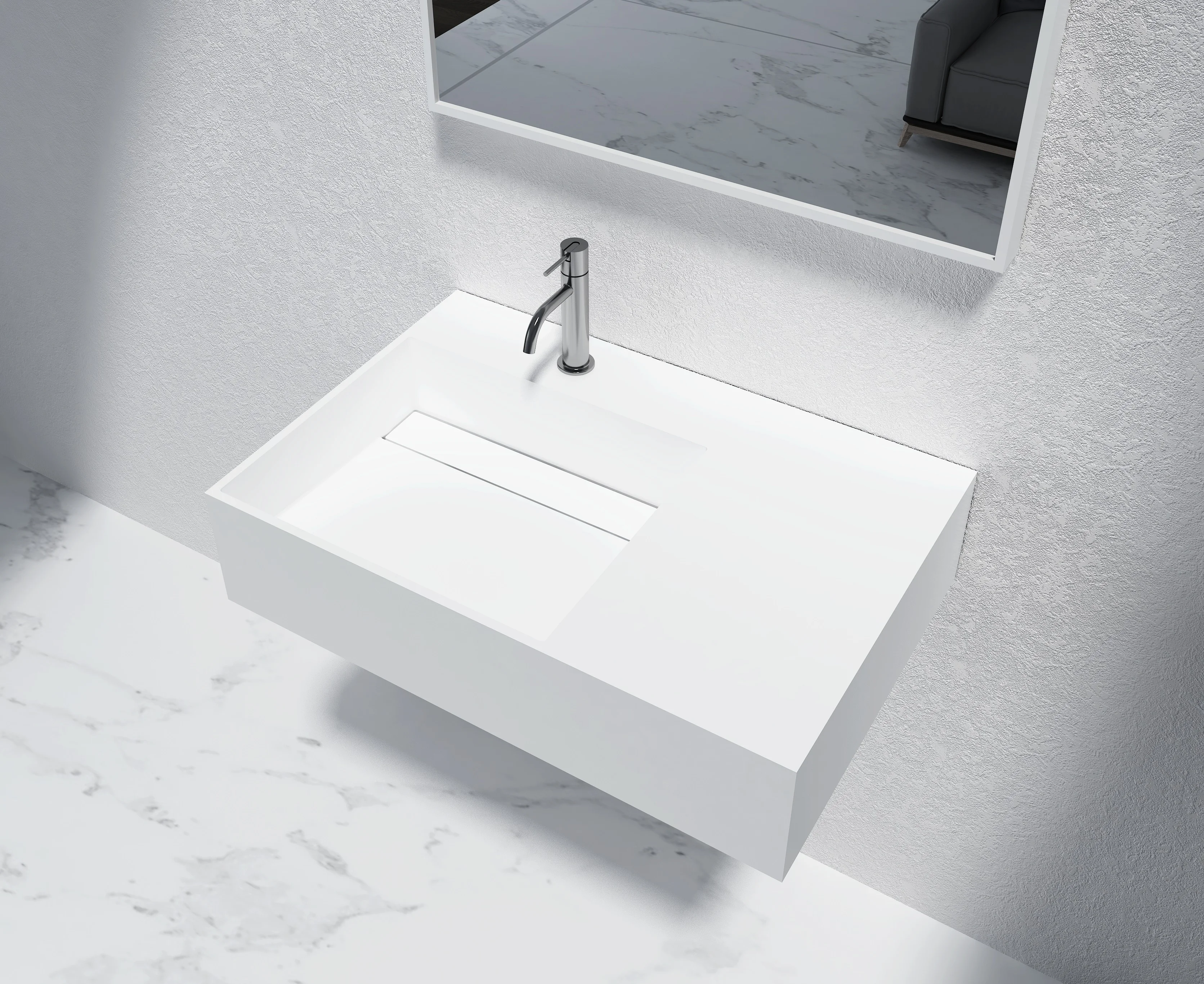 Solid Surface Custom Wall Hung Cabinet Wash Basin - Buy Custom Wash ...