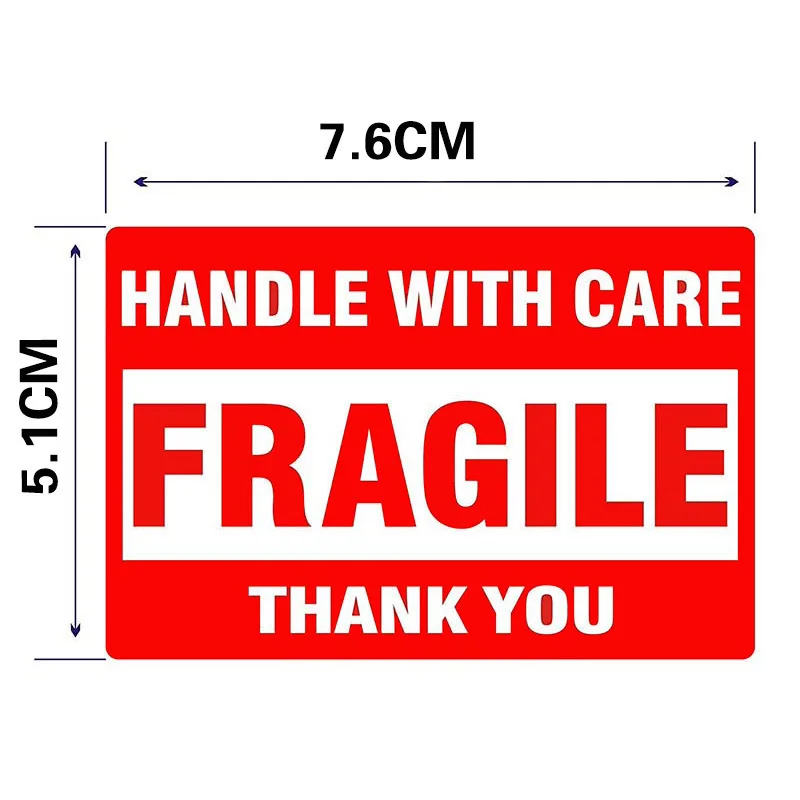 Fragile Rectangular Laminated Fragile Warning Label Red Stickers Hot ...