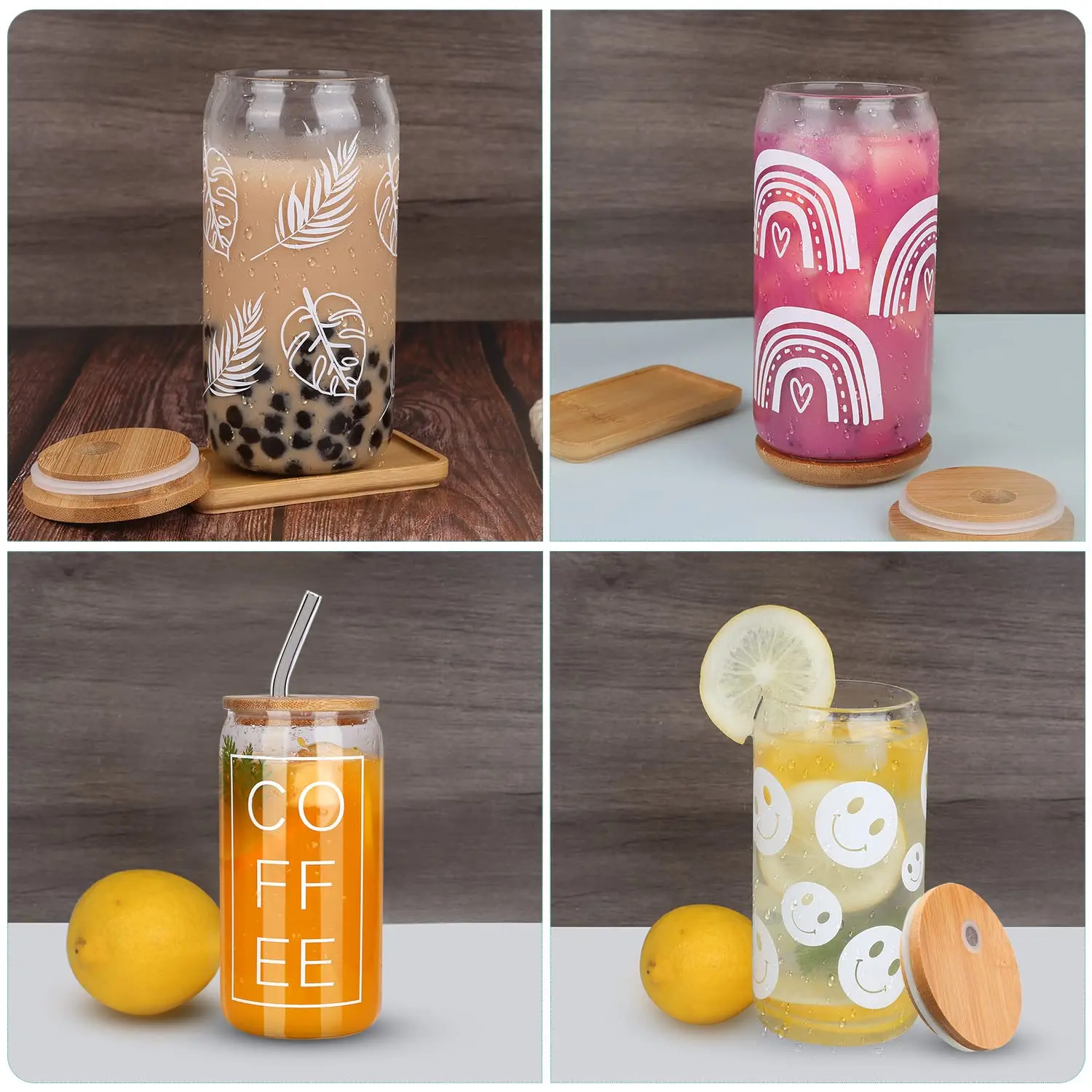 Sublimation 12oz 16oz Clear Can Shaped Tumbler Cups Custom Logo Beer Glass Can With Bamboo Lid ...