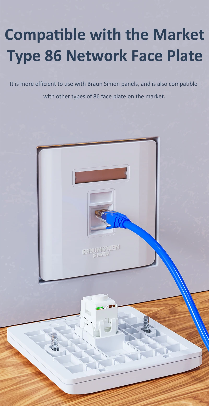 CAT6A Unshielded Network Module CAT 6A Keystone Jack 180 Degree ...