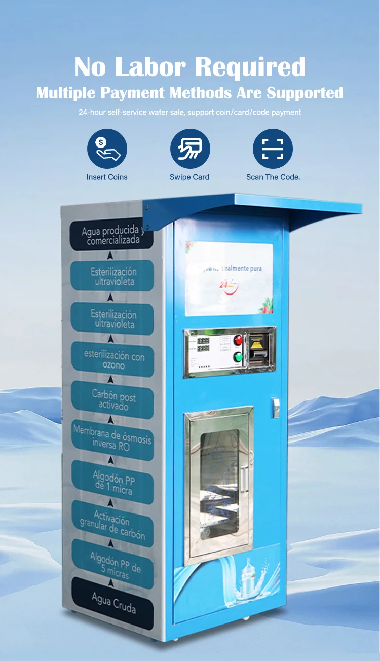 Purified Water Vending Machine With Card Reader Option Reverse Osmosis ...