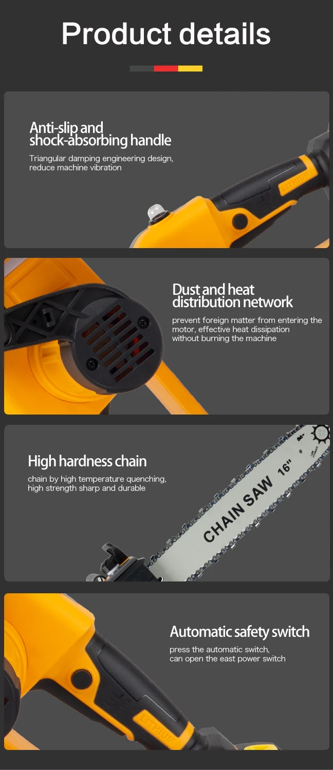 China Factory Wood Cutting Tool Chain Saw Machines Chain Saws Battery ...