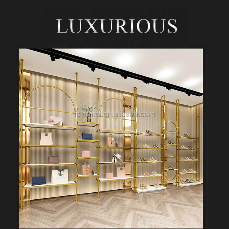 High Quality Gold Display Shelf Furniture Stand Design