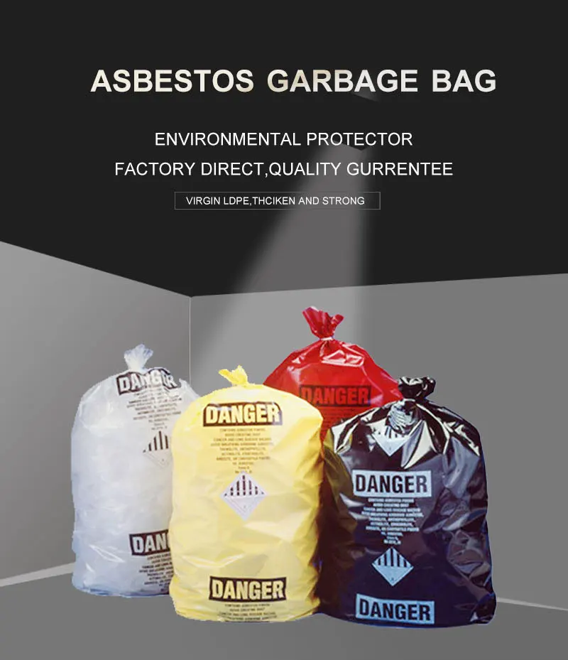 6 Mil Thick LDPE Plastic Asbestos Waste Bags for Construction