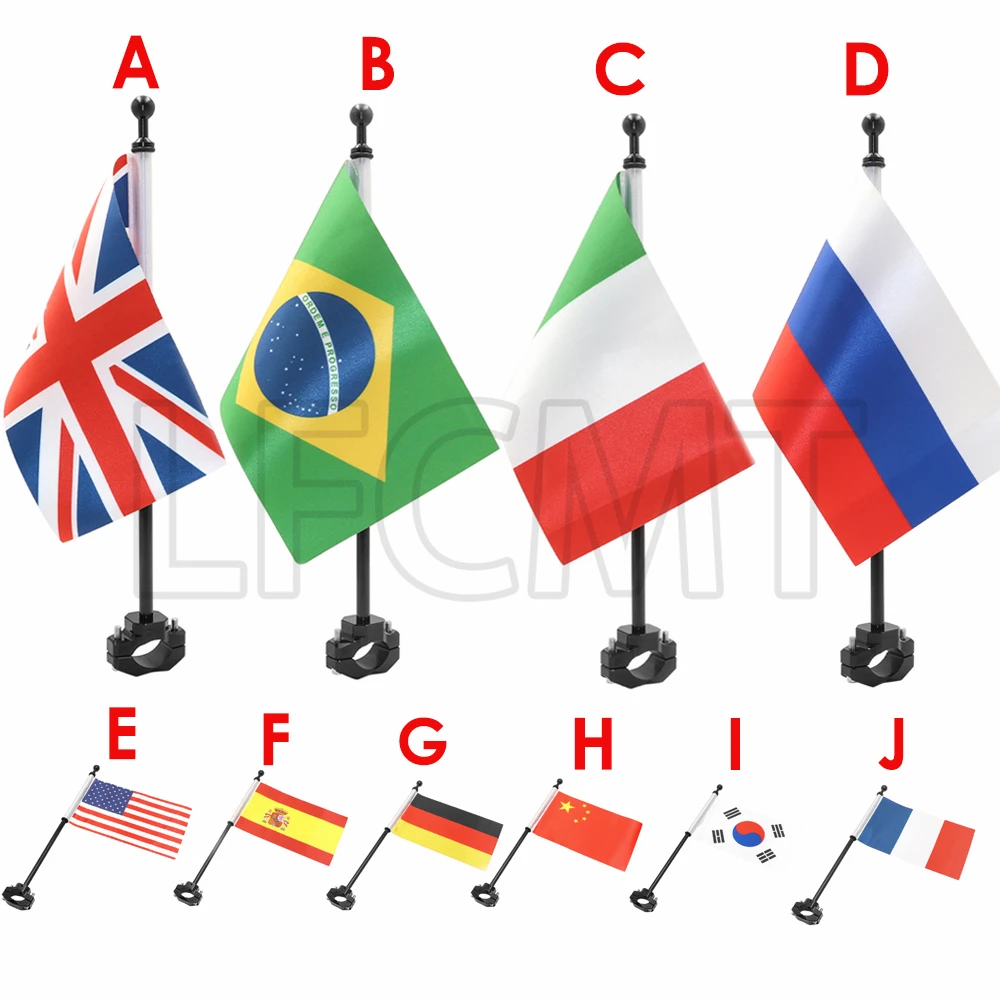 Motorcycle Rear Luggage Rack Flag Mount Black Pole National Flag Fit ...