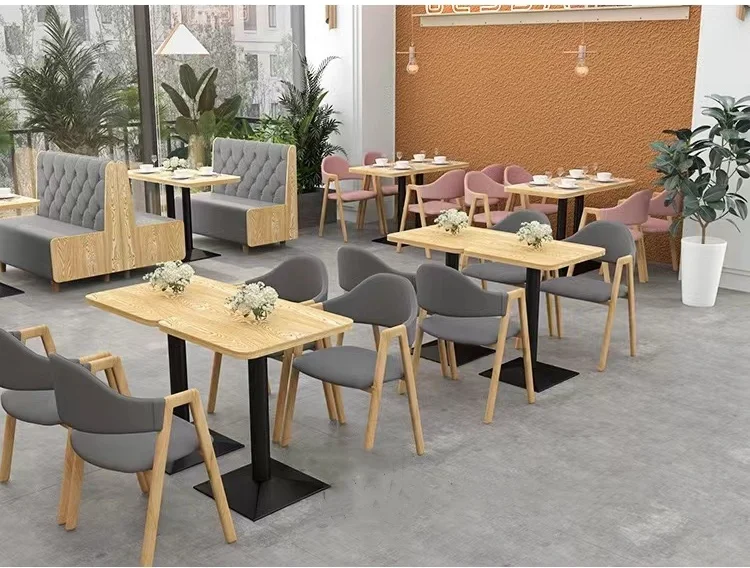 Modern Simple Solid Wood Restaurant Dining Table and Chair Set, Leisure ...