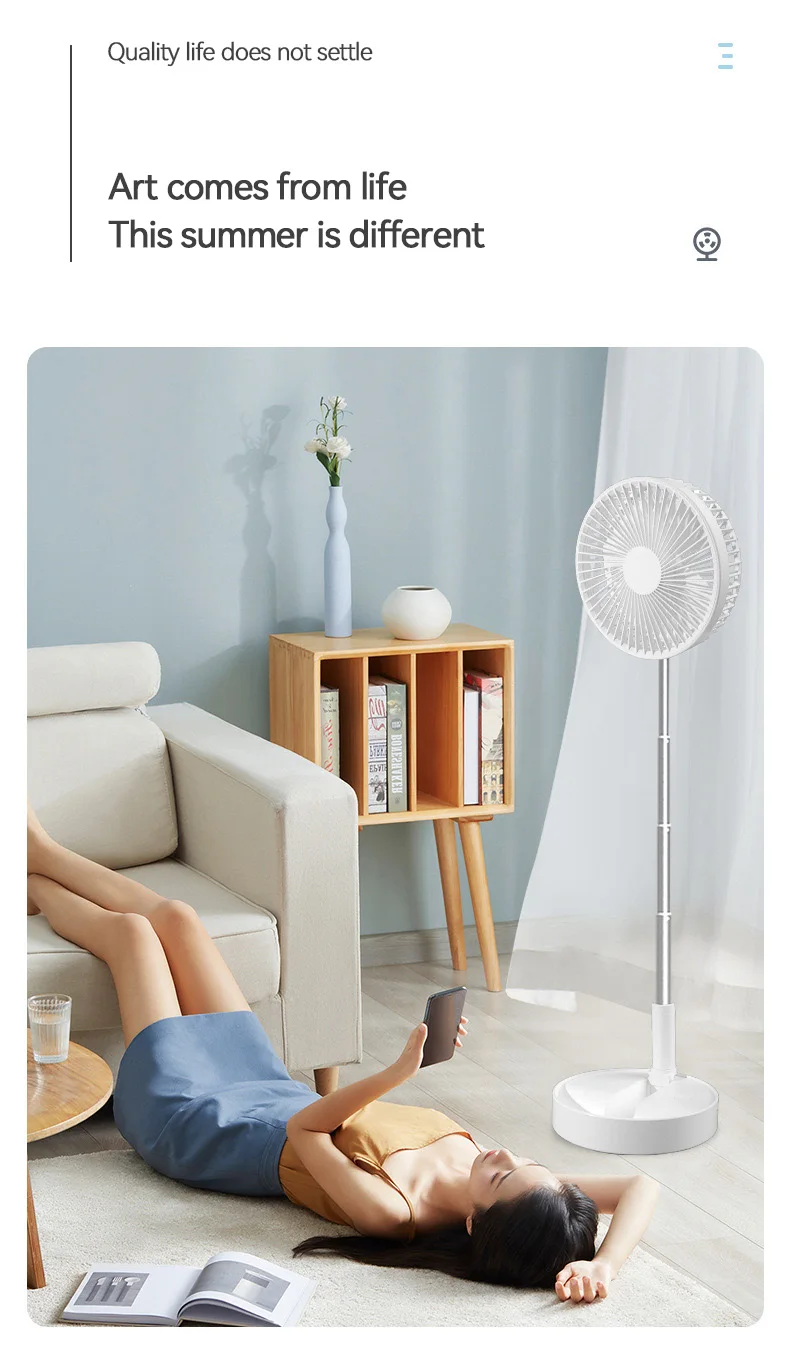 Type-c Rechargeable Portable Folding Remote Control Fan