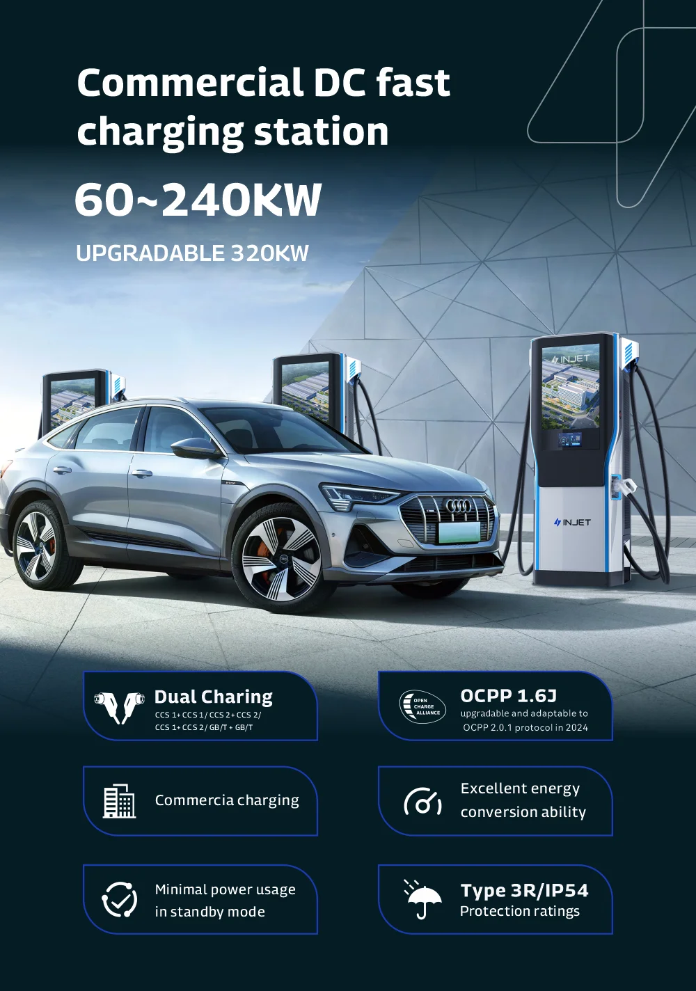60KW-320KW Electric Vehicle EV DC Fast Commercial Charging Stations