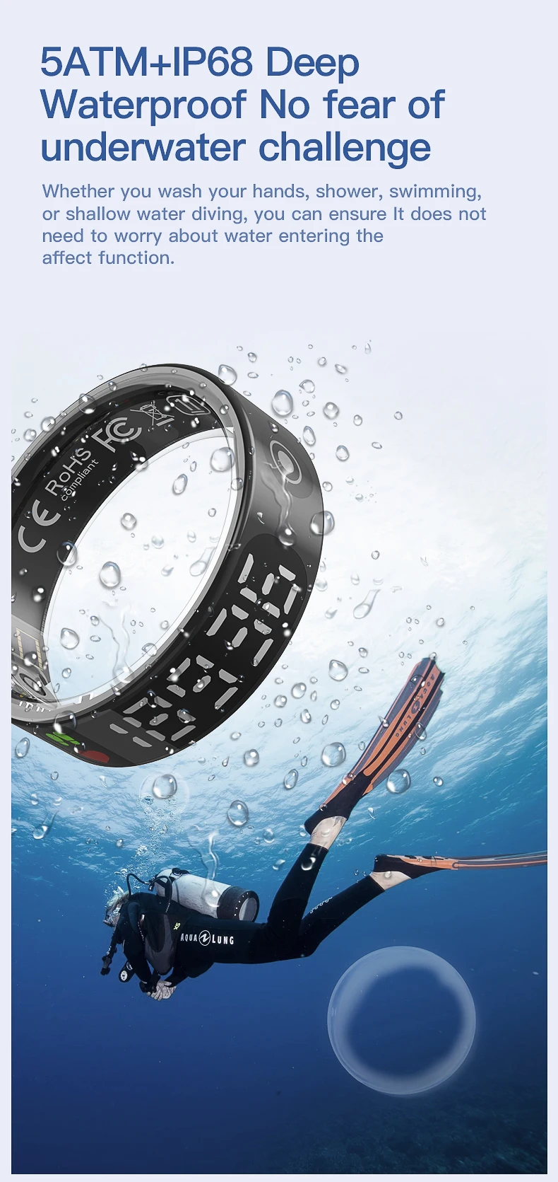 TK9 Smart Ring - Health & Fitness Tracker with IP68 Waterproof