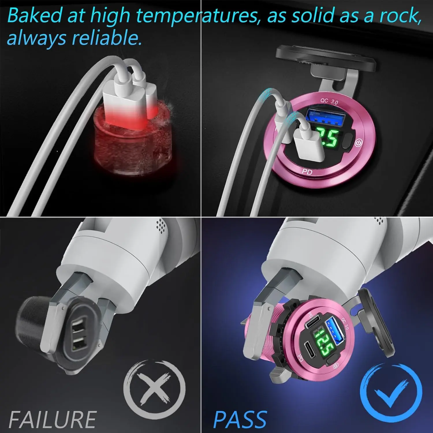 78w 12v Usb Outlet Qidoe Usb Charger Socket Dual Pd 30w & 18w Quick ...