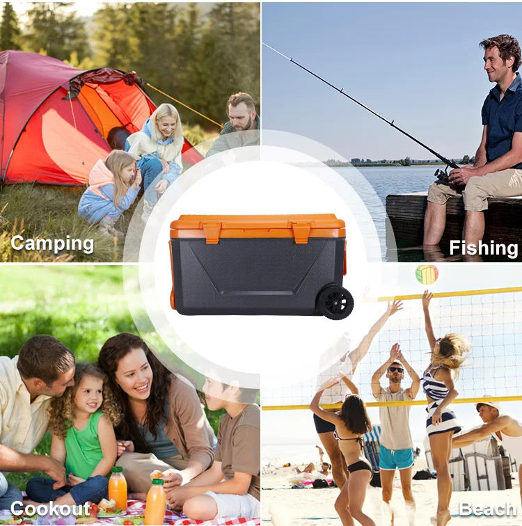 60L Ice Box With Wheels Large Ice Chest for Fishing Storage Container ...