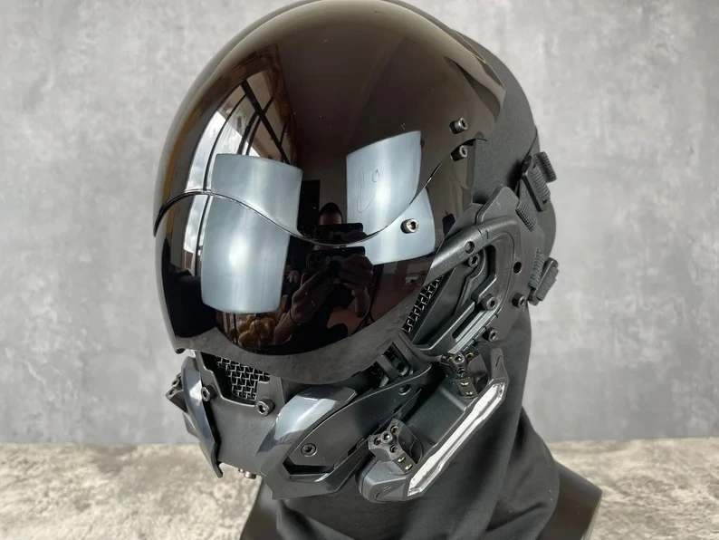Cyberpunk Mask For Men Futuristic Punk Techwear,With Braids Mask ...