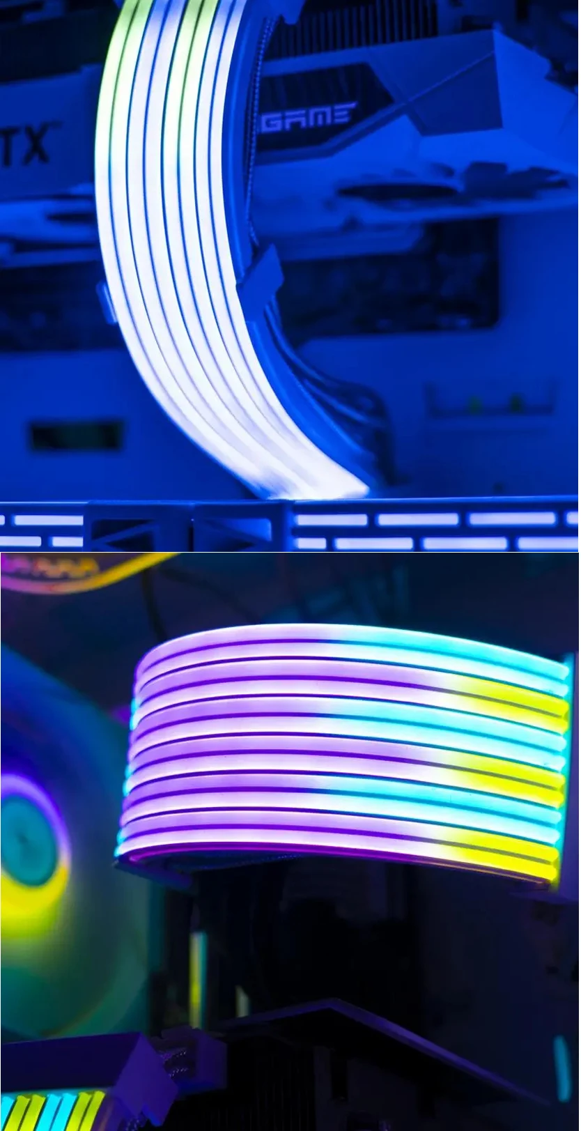 Gpu Extension Cable Argb Plus Rainbow Neon Line Led Light Cover Atx ...