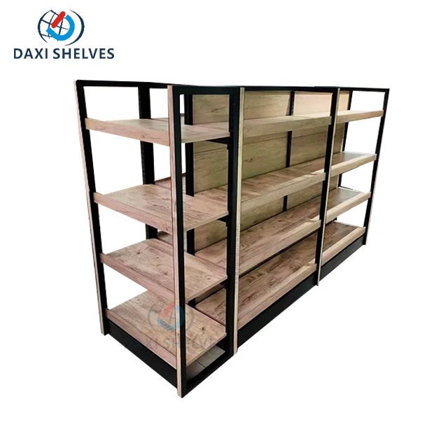 Supermarket Display Rack Double-Sided Shelves Supermarket Wooden Shelf ...
