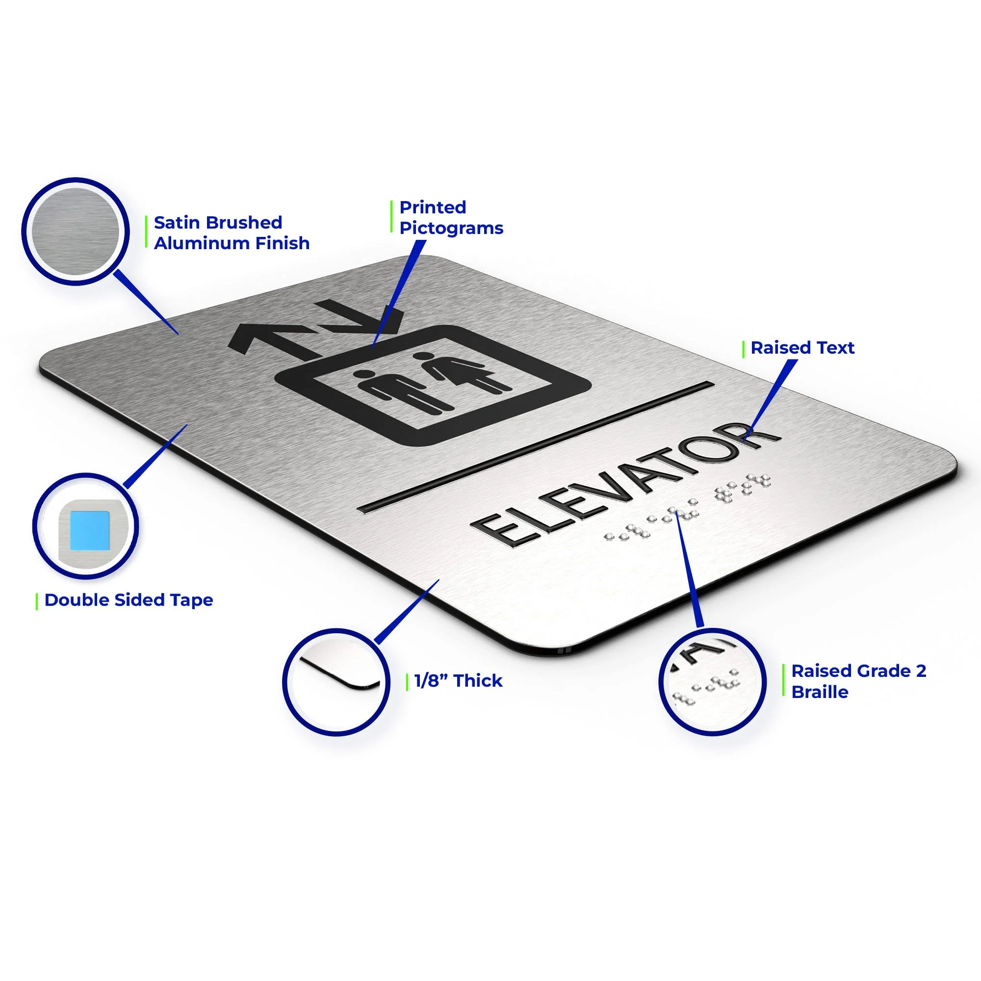 Elevator Signs For Business,Aluminum Brushed Silver - Heavy Duty ...