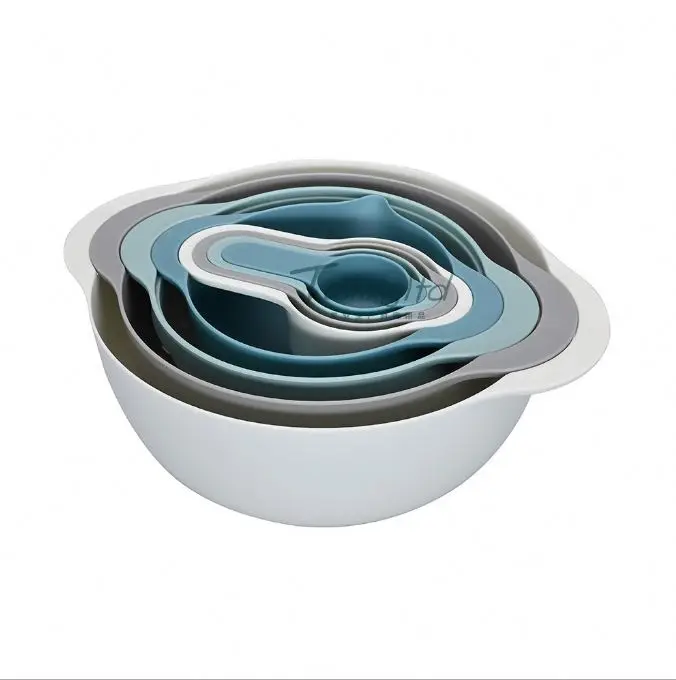 8 Piece Nesting Bowls With Measuring Cups Colander And Sifter Set ...