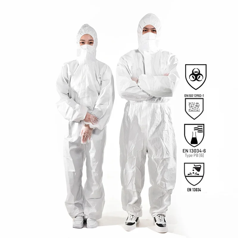 Cheap Dupont Fabric Hazmat Suit Sms Ppe Microporous Anti-static ...