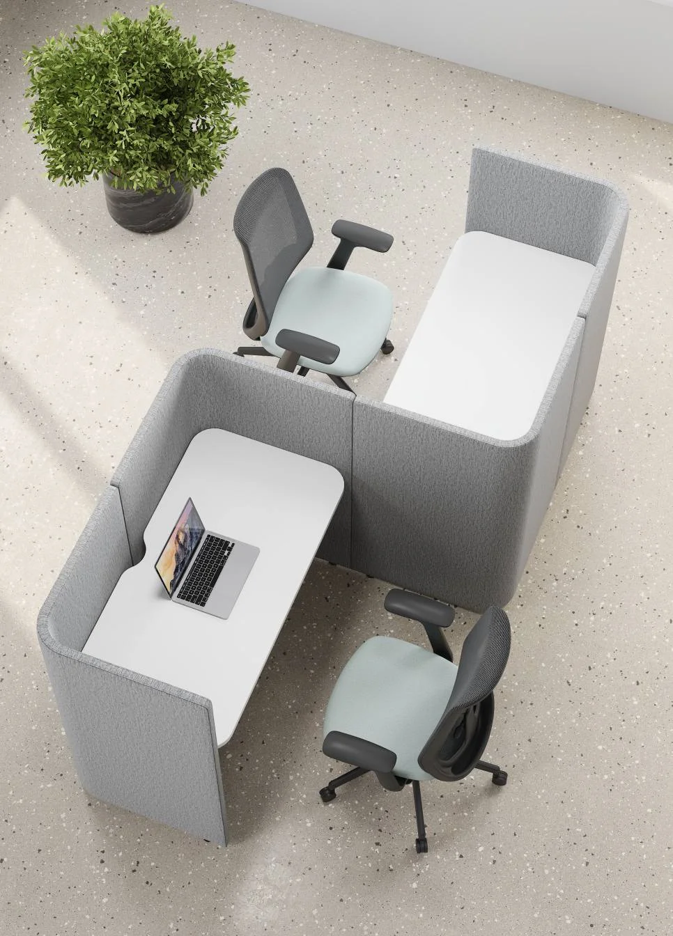 Office Work Space - Modular Desk with Extendable Privacy Screen