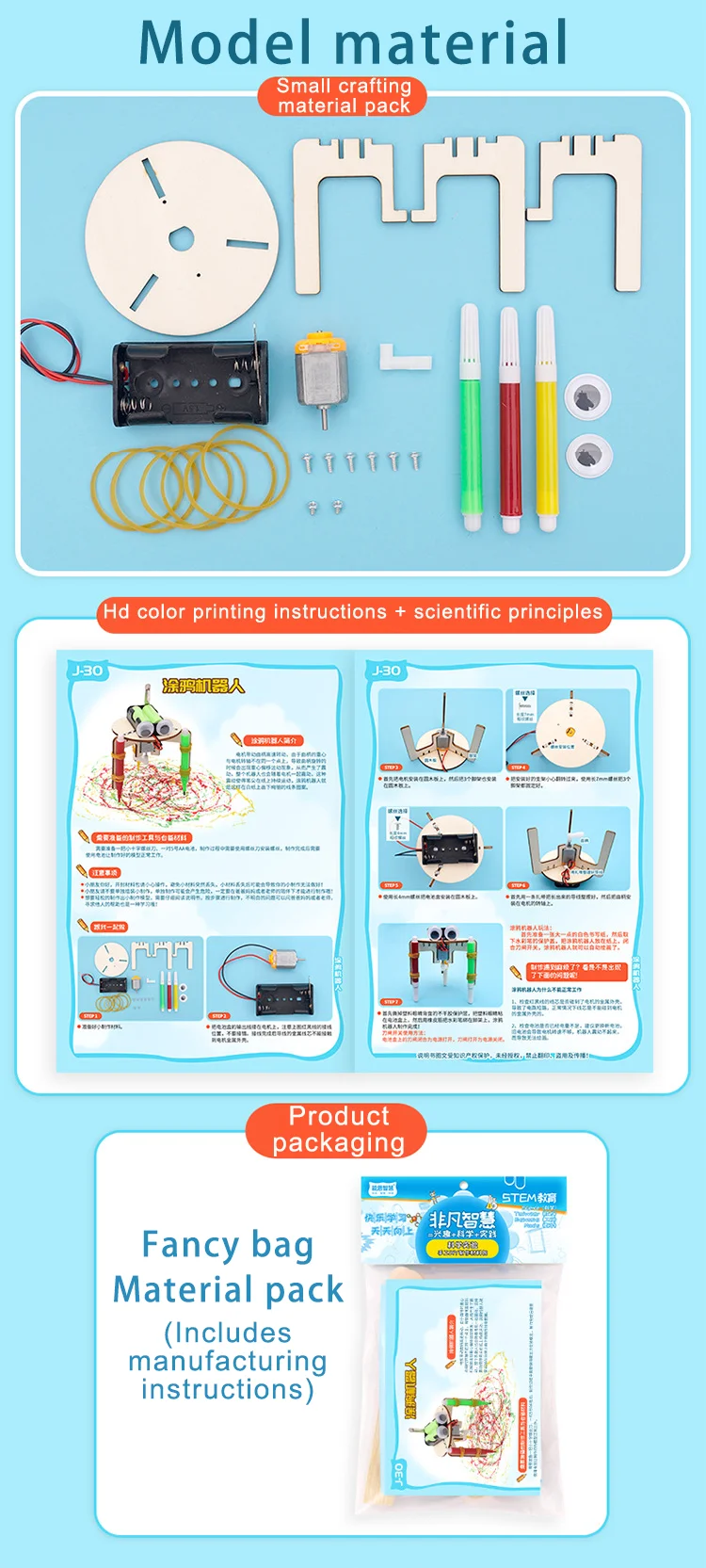 Small Inventions Educational Electric Doodle Robot Model Kits Science ...